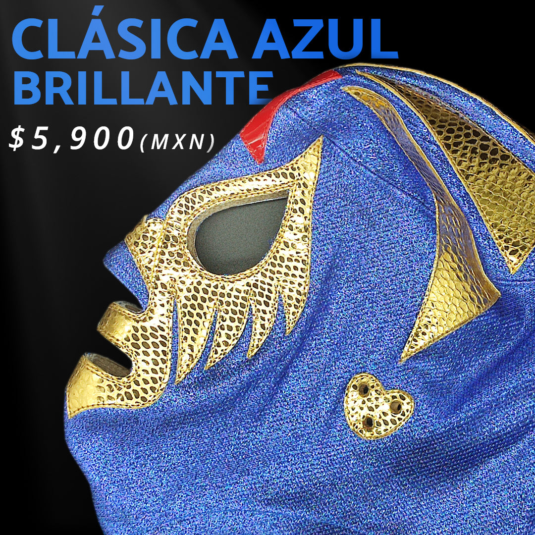 Máscara Modelo Clásica Azul Brillante (Profesional) – Mil Mascaras Oficial